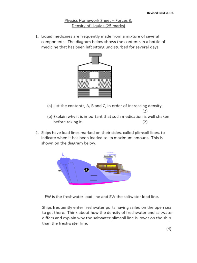 GCSE Forces 3 Density Fluids | PDF | Density | Volume