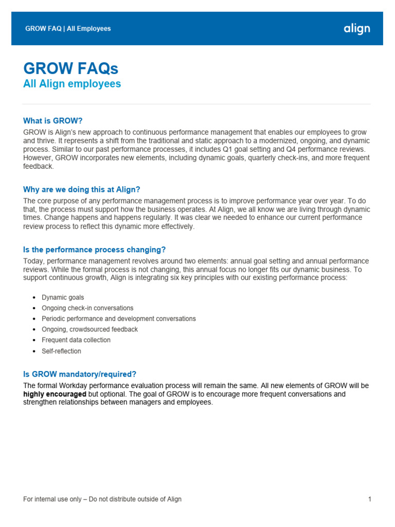 FAQ - All Align Employees - GROW | PDF | Goal | Goal Setting