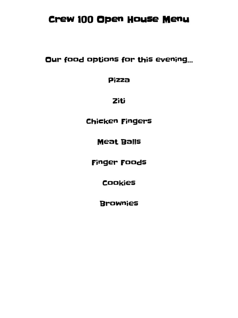 Crew 100 Food Menu | PDF