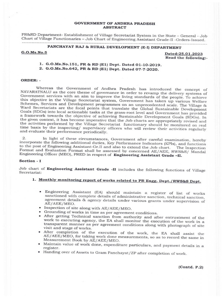 PR&RD E.I G.O.Ms - No.5 - Establishment of Village Secretariat System ...