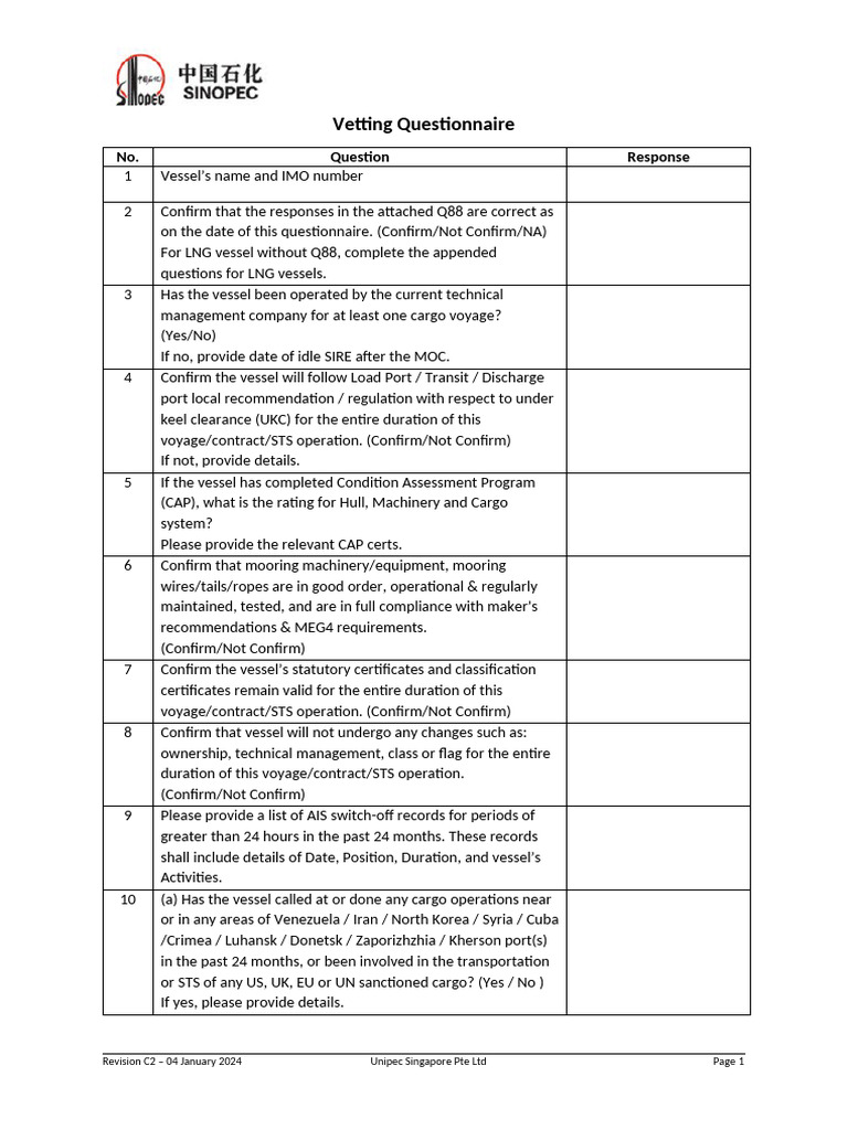 USG Vetting Questionnaire - C2 | PDF | Office Of Foreign Assets Control ...