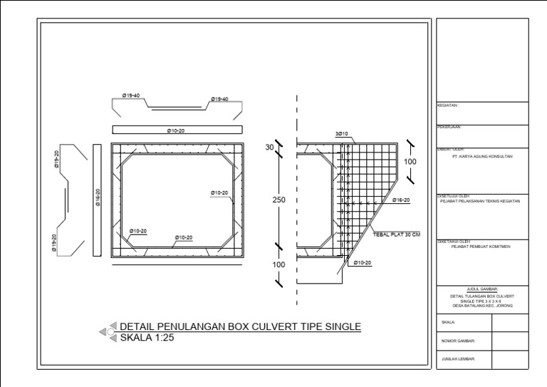 Detail Penulangan Box Culvert Single | PDF