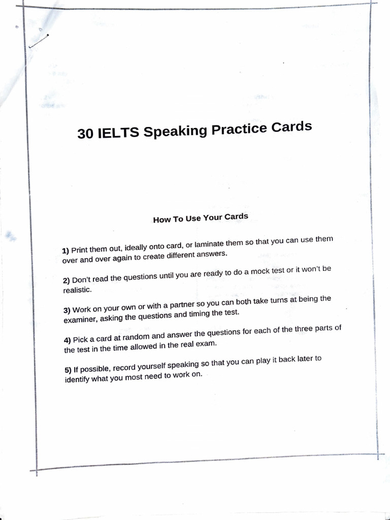 IELTS Speaking Practice Cards PDF | PDF | Meal | Restaurants