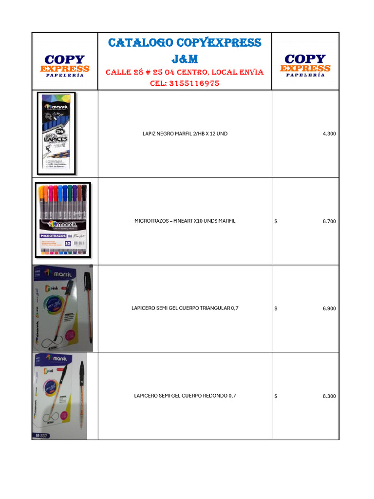 Catalogo Copyexpress | PDF | Lápiz | Color
