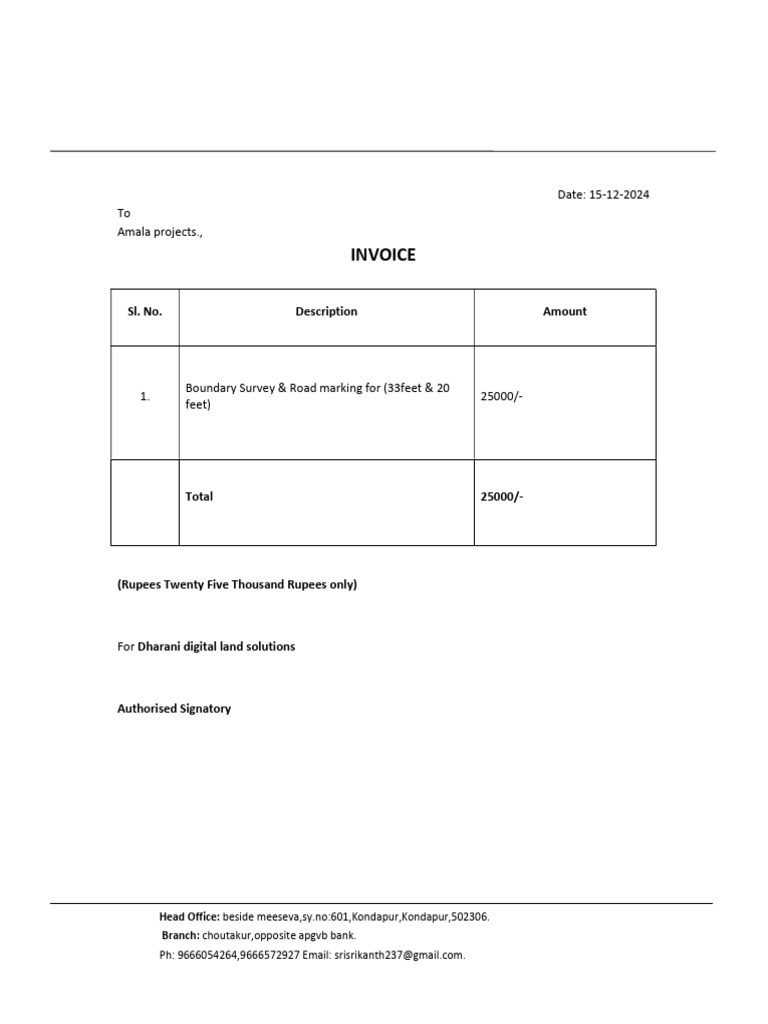 Invoice for Boundary Survey Services | PDF
