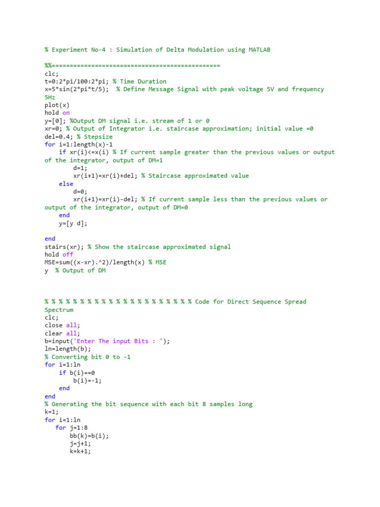 Experiment No 14and 15 Delta Modulation, DSSS | PDF