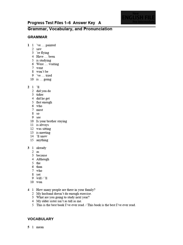 Pronunciation and Vocabulary Progress Test | PDF | Communication ...