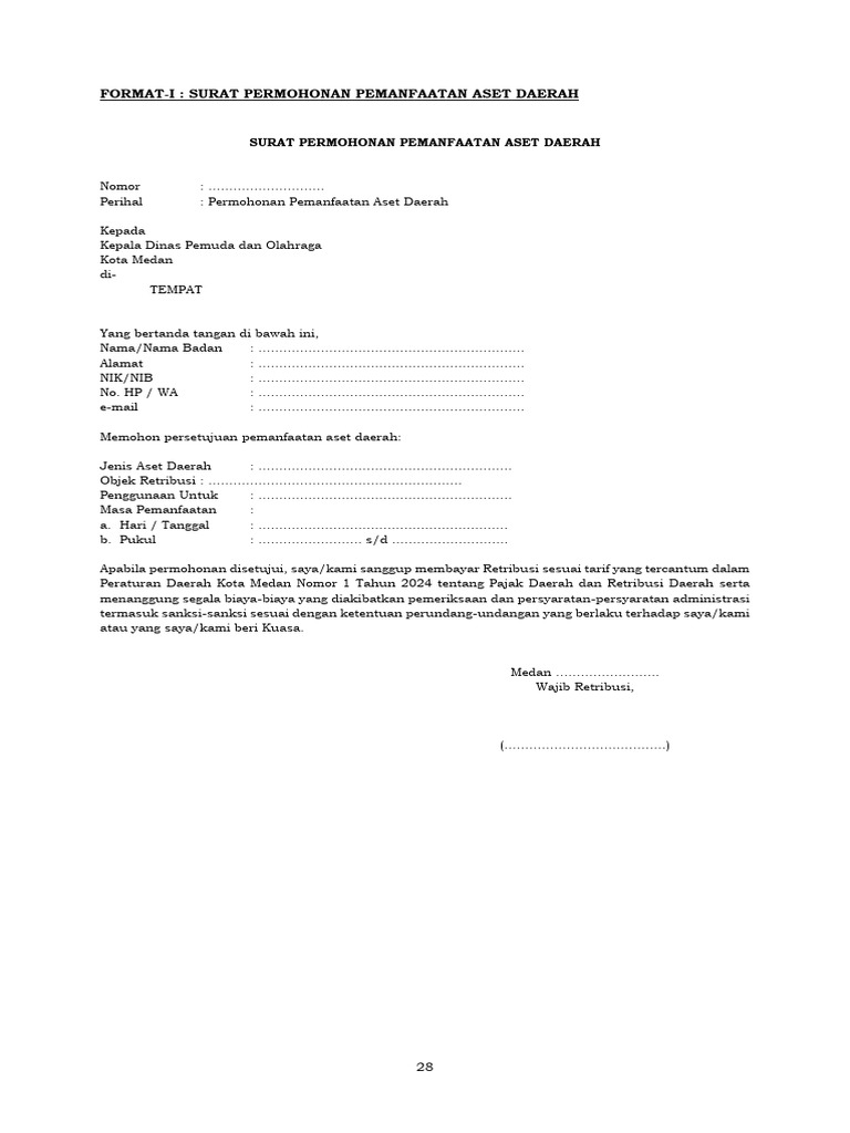 Contoh Berkas Permohonan Pemanfaatan Aset | PDF
