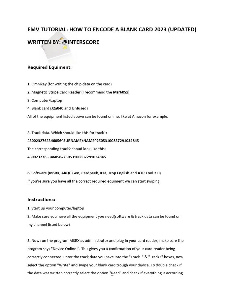 Emv Tutorial How To Encode A Blank Card 2023 (Updated) | PDF | Emv | Computer Science