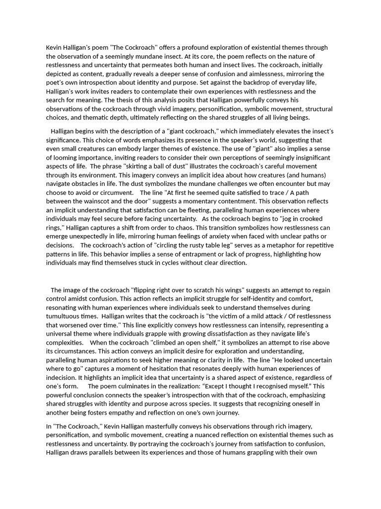 cockroach poem | PDF | Psychological Concepts | Psychology