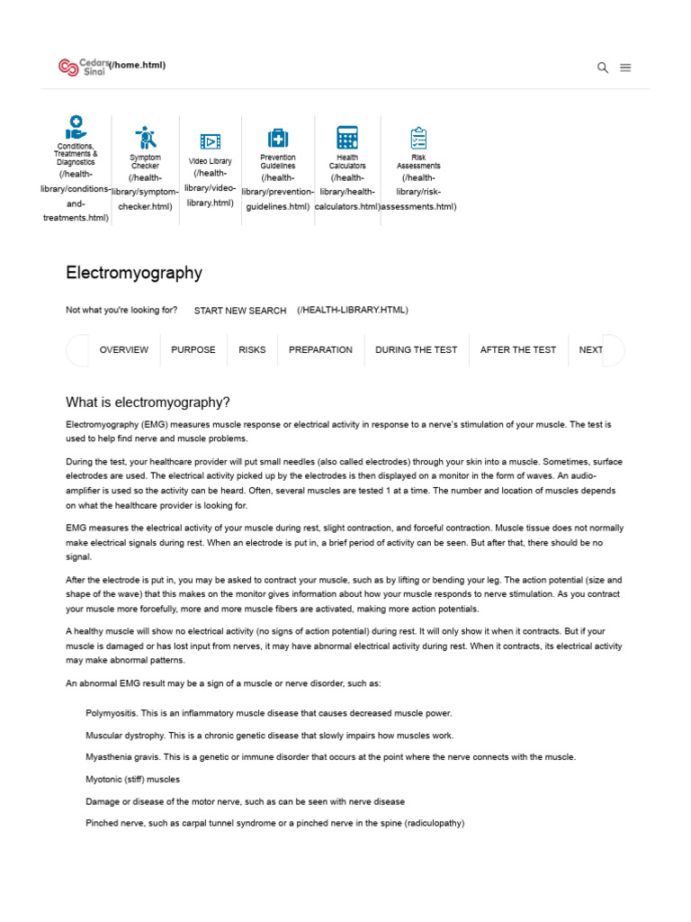 Electromyography | Cedars-Sinai | PDF | Electromyography | Medical Specialties
