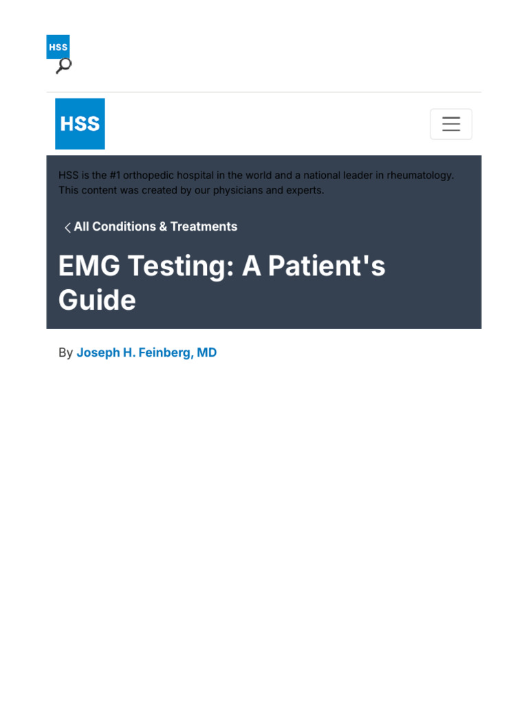 EMG Tests- Overview of Electromyographic Nerve Tests | HSS | PDF ...
