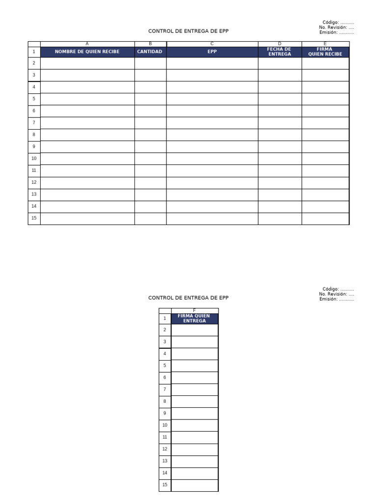 CONTROL DE ENTREGA DE EPP | PDF