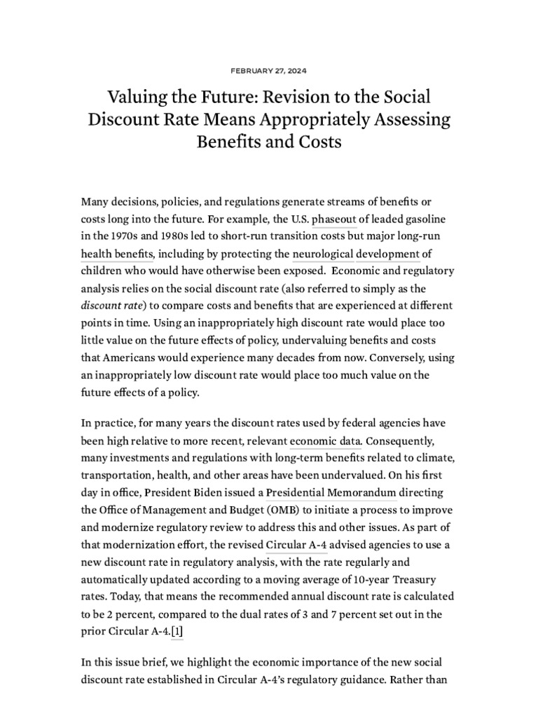 Valuing The Future: Revision To The Social Discount Rate Means ...