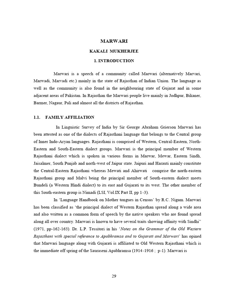 Marwari Kakali Mukherjee | PDF | Phoneme | Languages Of India