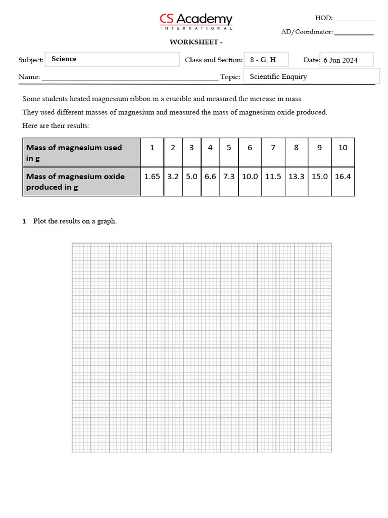Grade 8 Homework - Science WS | PDF