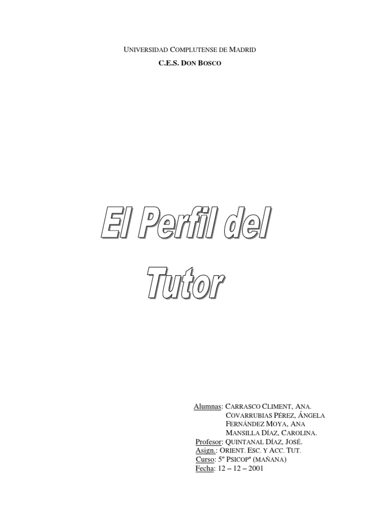 El Perfil Del Tutor | PDF | Plan de estudios | Maestros