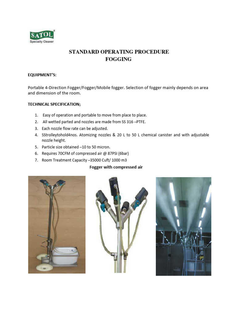 Portable Fogger SOP and Safety Guidelines | PDF | Equipment