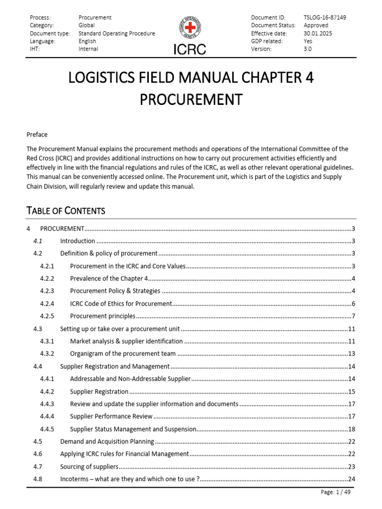 ICRC Procurement Guidelines Chapter 4 | PDF | Procurement | Logistics