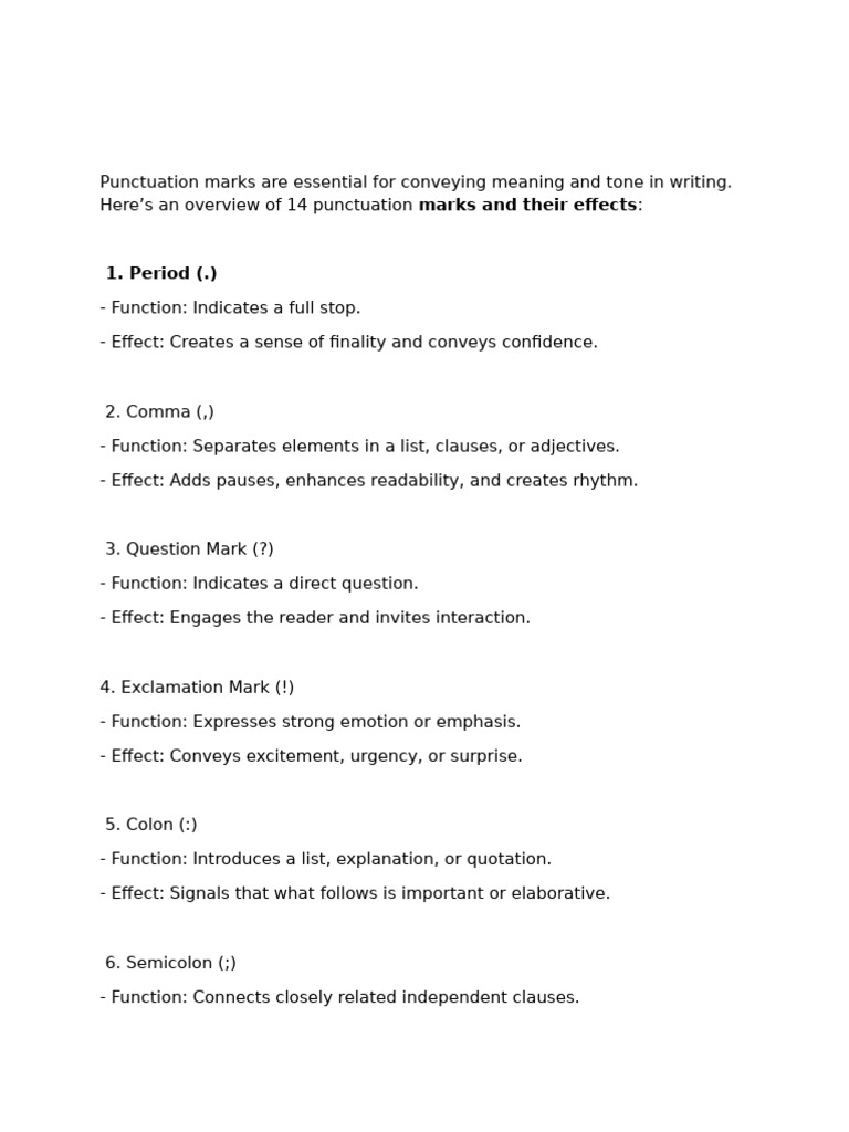 Effect and Functions of Punctuation | PDF