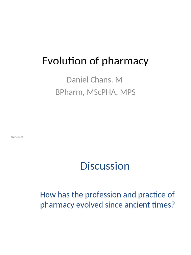 Evolution of Pharmacy, Chans | PDF | Pharmacy | Medical Prescription