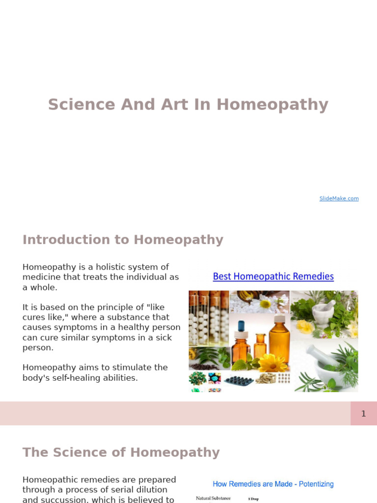 Science and Art in Homeopathy | PDF | Homeopathy | Health Care