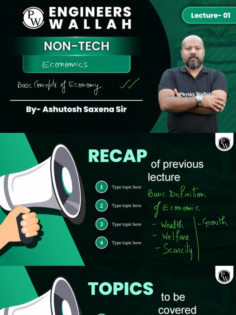 00 Lec 1 Economy SSC JE Crash Course Non Tech Ashutosh Sir Sandeep | PDF