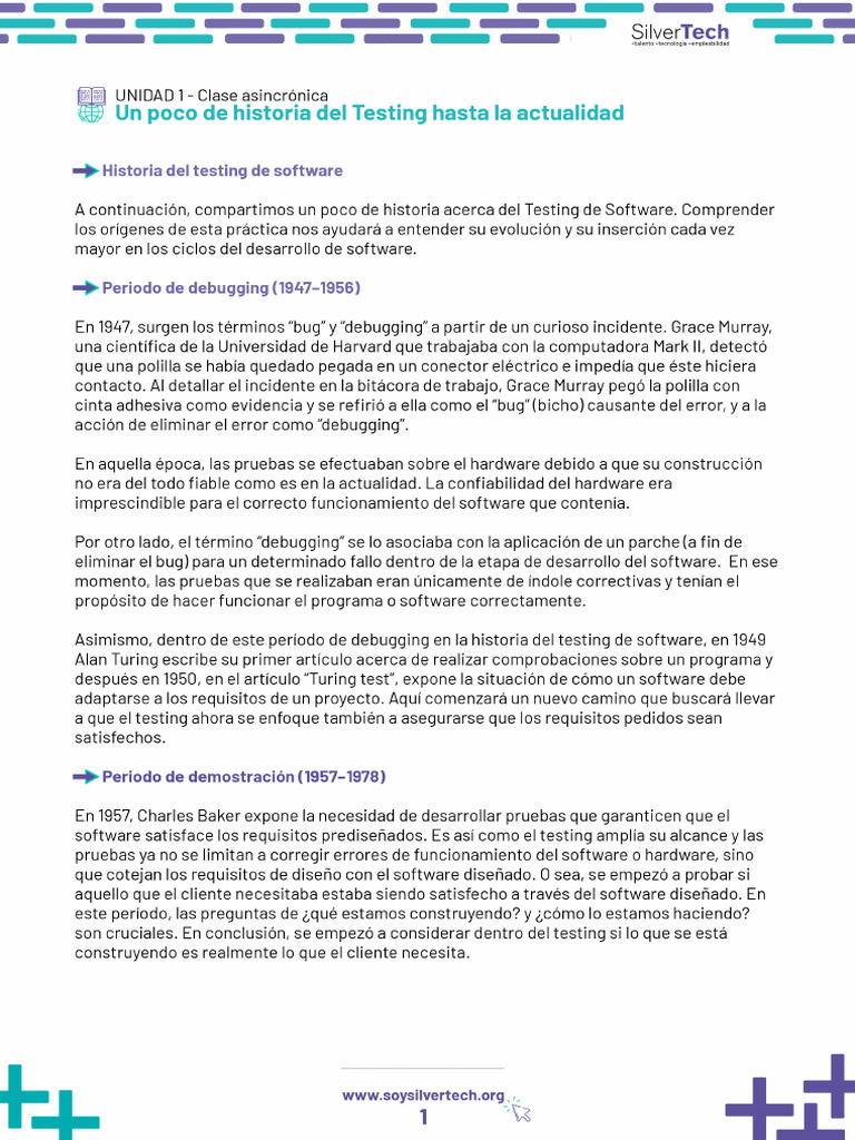 1A.4 - Un Poco de Historia Del Testing Hasta La actualidadOK | PDF