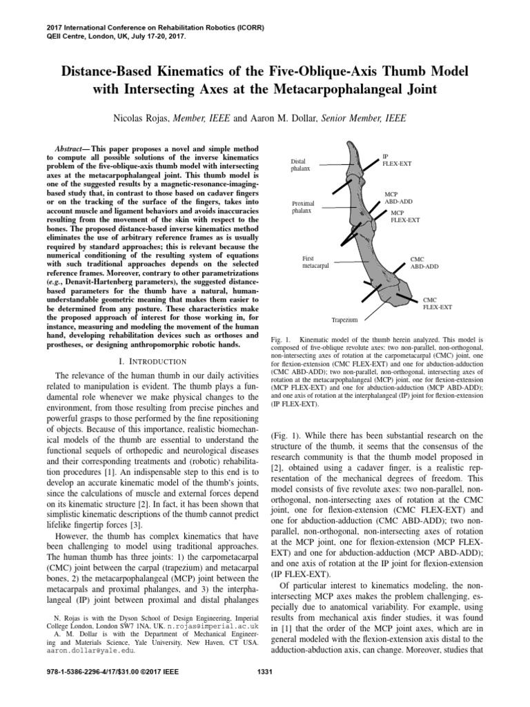 Distance-Based Kinematics | PDF | Hand