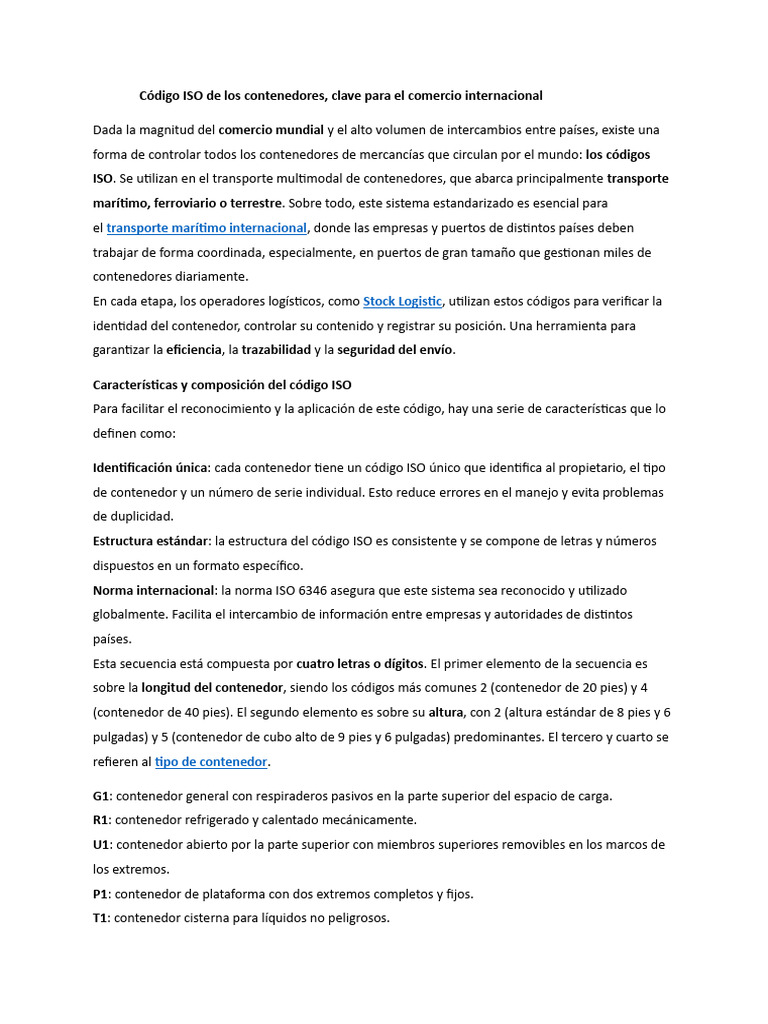 Código ISO de Los Contenedores | PDF