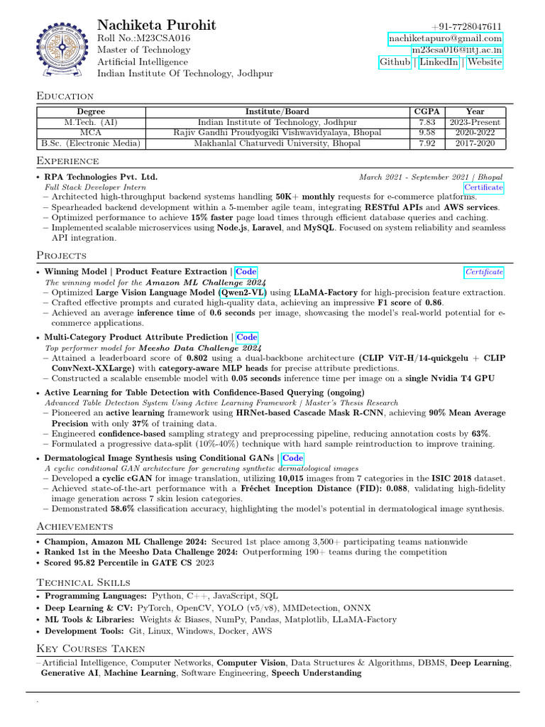 Nachiketa Purohit M23CSA016 | PDF | Deep Learning | Artificial Intelligence