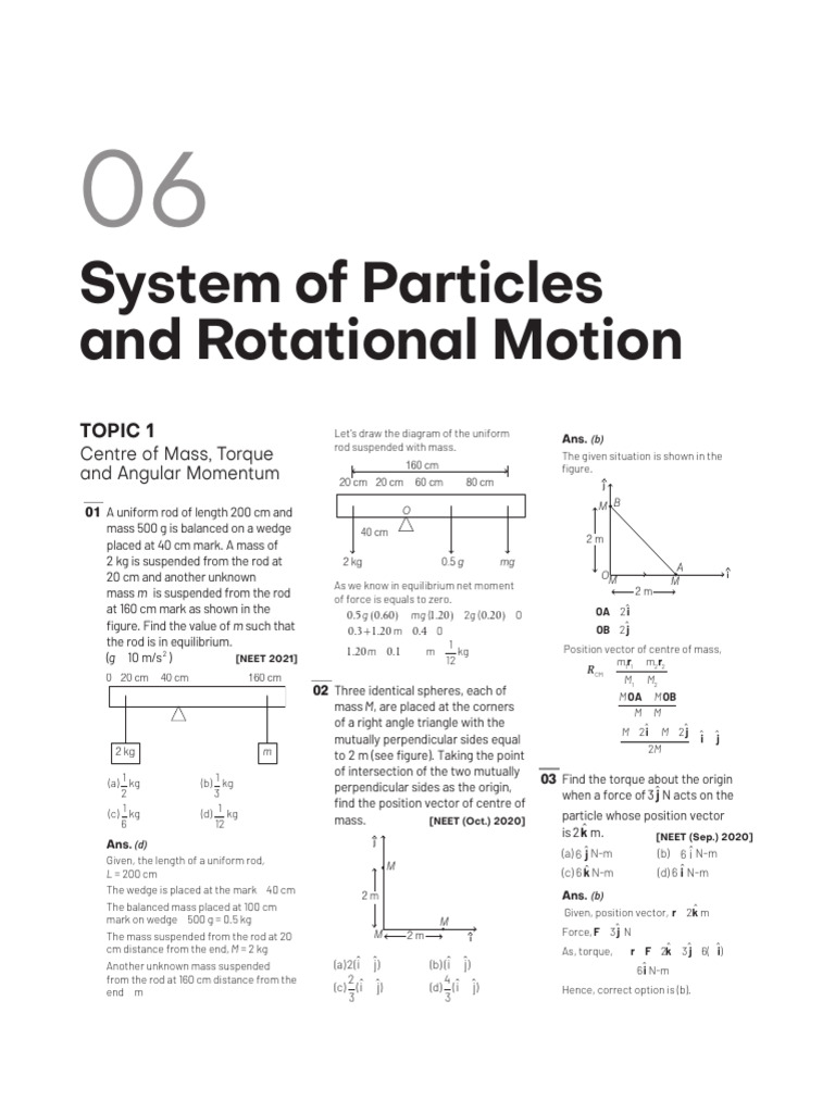 System of Particles and Rotational Motion | PDF | Torque | Angular Momentum