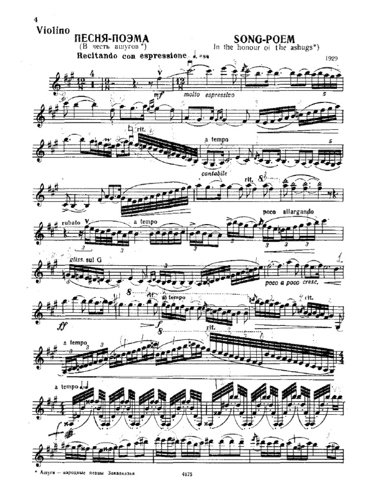 Khachaturian Song-Poem for violin and piano | PDF