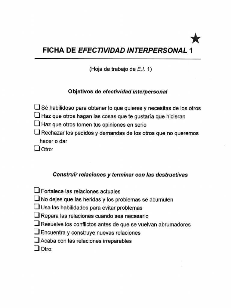 Ficha de Efectividad Interpersonalidad | PDF