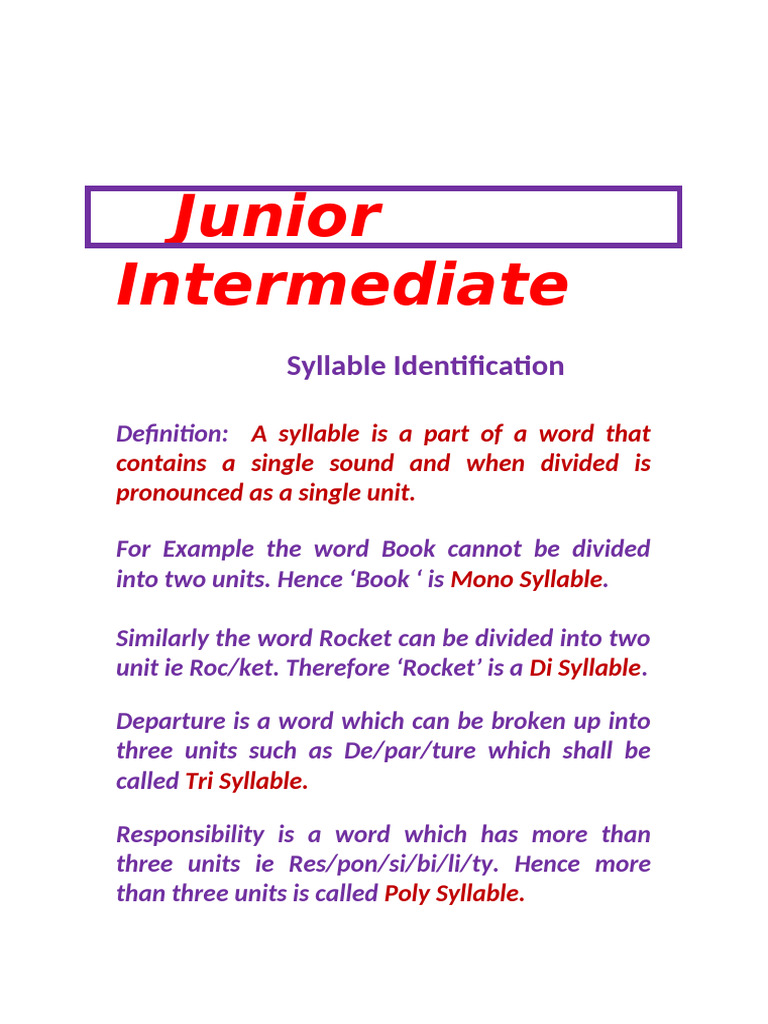Syllable Identification | PDF