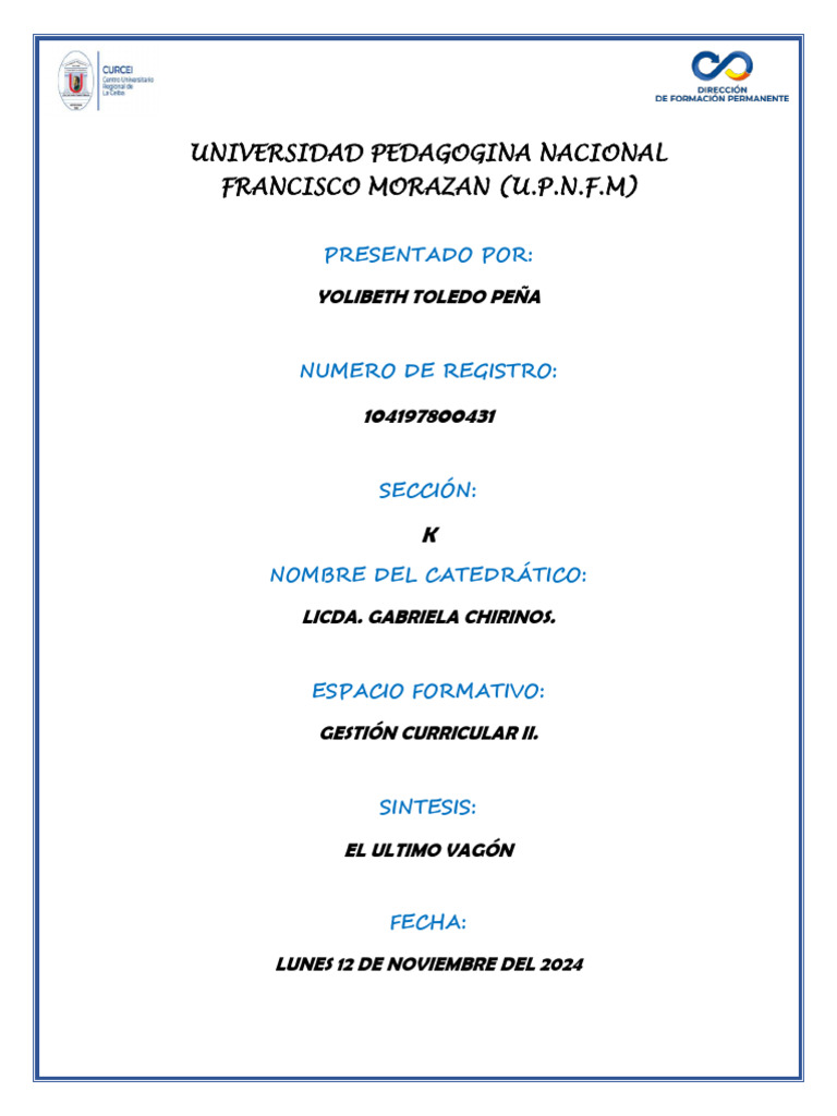 El Ultimo Vagón Yolibeth | PDF | Escuelas