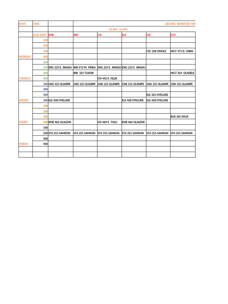 Second Semester Lecture Schedule 2019 | PDF