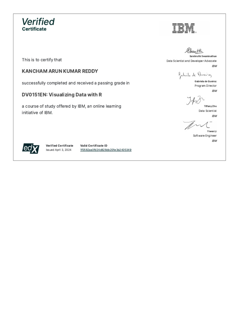 IBM DV0151EN Certificate _ EdX | PDF