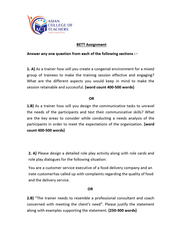 BETT Final Assignment1 | PDF