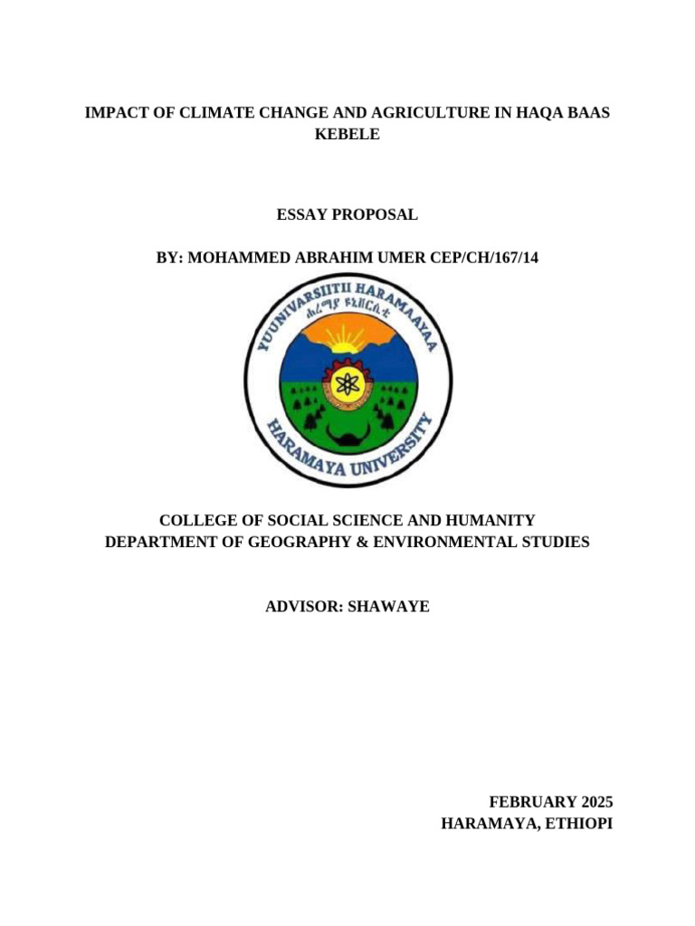 Mohammed Abrahim Umer Proposal Draft | PDF | Agriculture | Climate Resilience