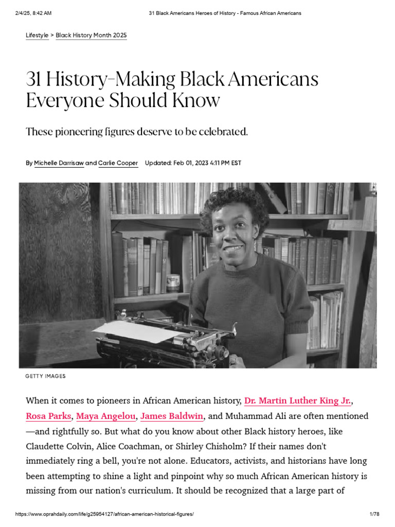 31 Black Americans Heroes of History - Famous African Americans | PDF