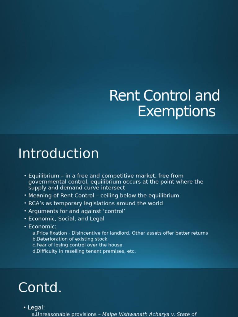 Rent Control, Extent, Application and Exemptions | PDF | Lease | Eviction