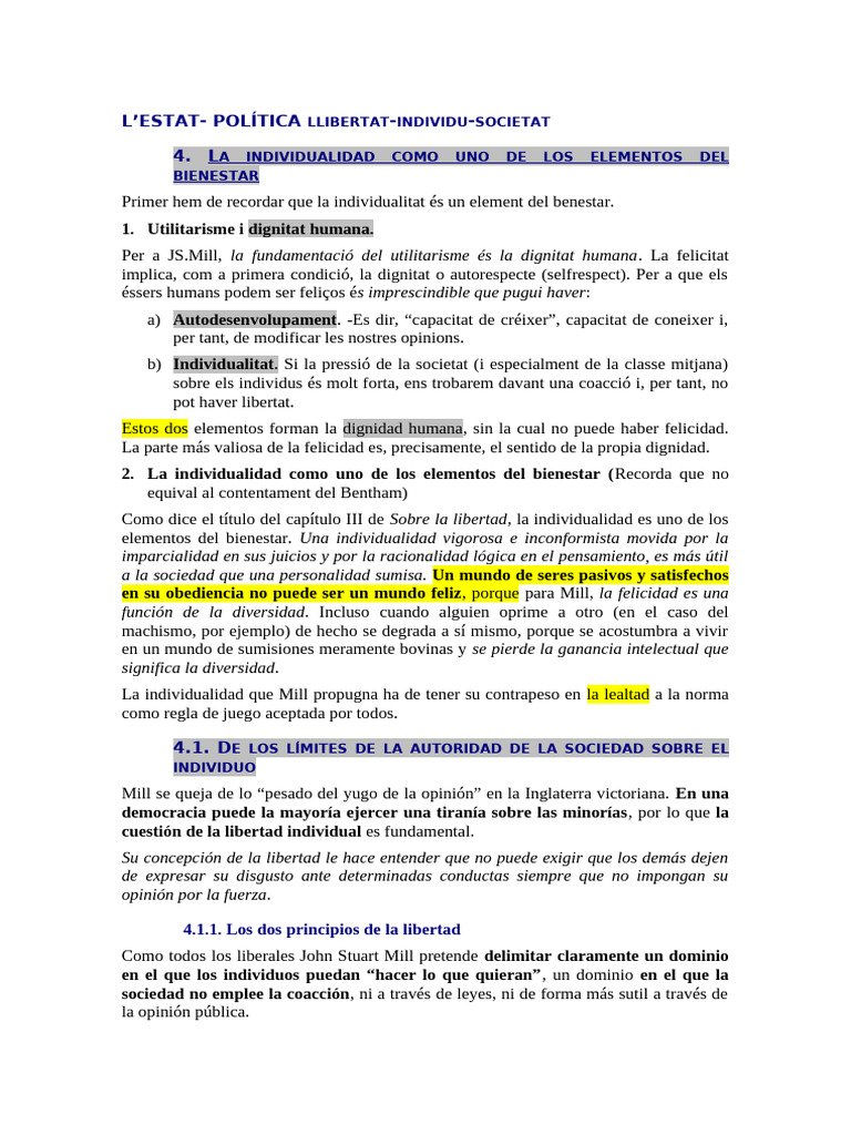 3 J S M Apunts LLibertat I ESTAT Campus 20 | PDF | John Stuart Mill | Libertad