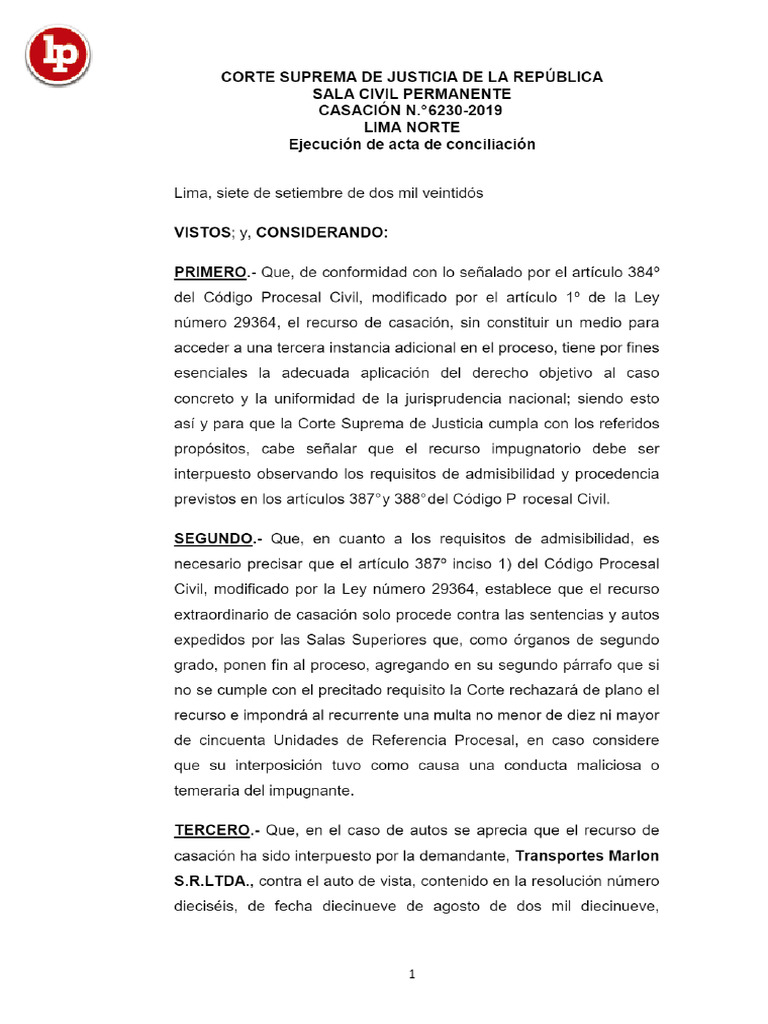 Casacion 6230 2019 Lima Norte LPDerecho | PDF Casacion 6230 2019 Lima Norte LPDerecho | PDF