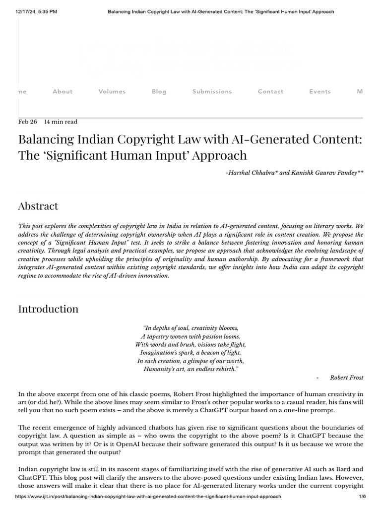Indian Copyright and AI Content Balance | PDF | Copyright | Artificial ...