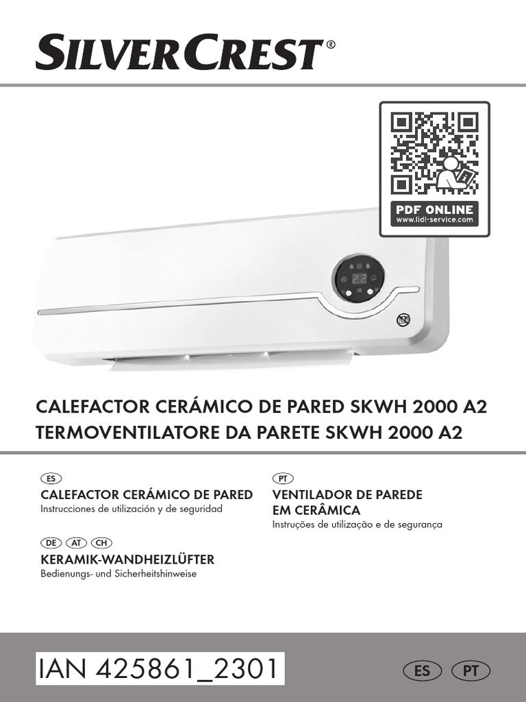 Calefactor Cerámico de Pared SKWH 2000 A2 Termoventilatore Da Parete SKWH 2000 A2 | PDF ...