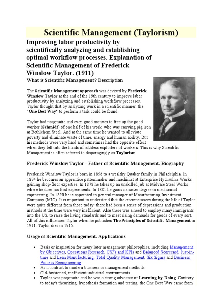 Scientific Management Overview | PDF | Business Process | Accountability