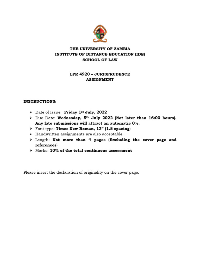 LPR 4920 Assignment - IDE | PDF