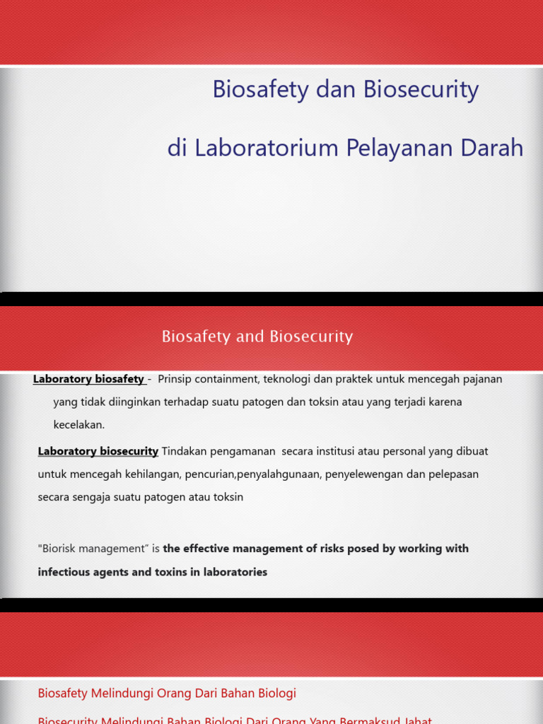 2024 Biosafety Dan Biosecurity Di Lab Pelayanan Darah | PDF