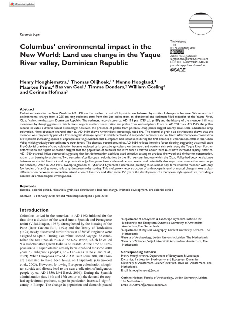 Columbus' Impact on Yaque River Land Use | PDF | River | Radiocarbon Dating